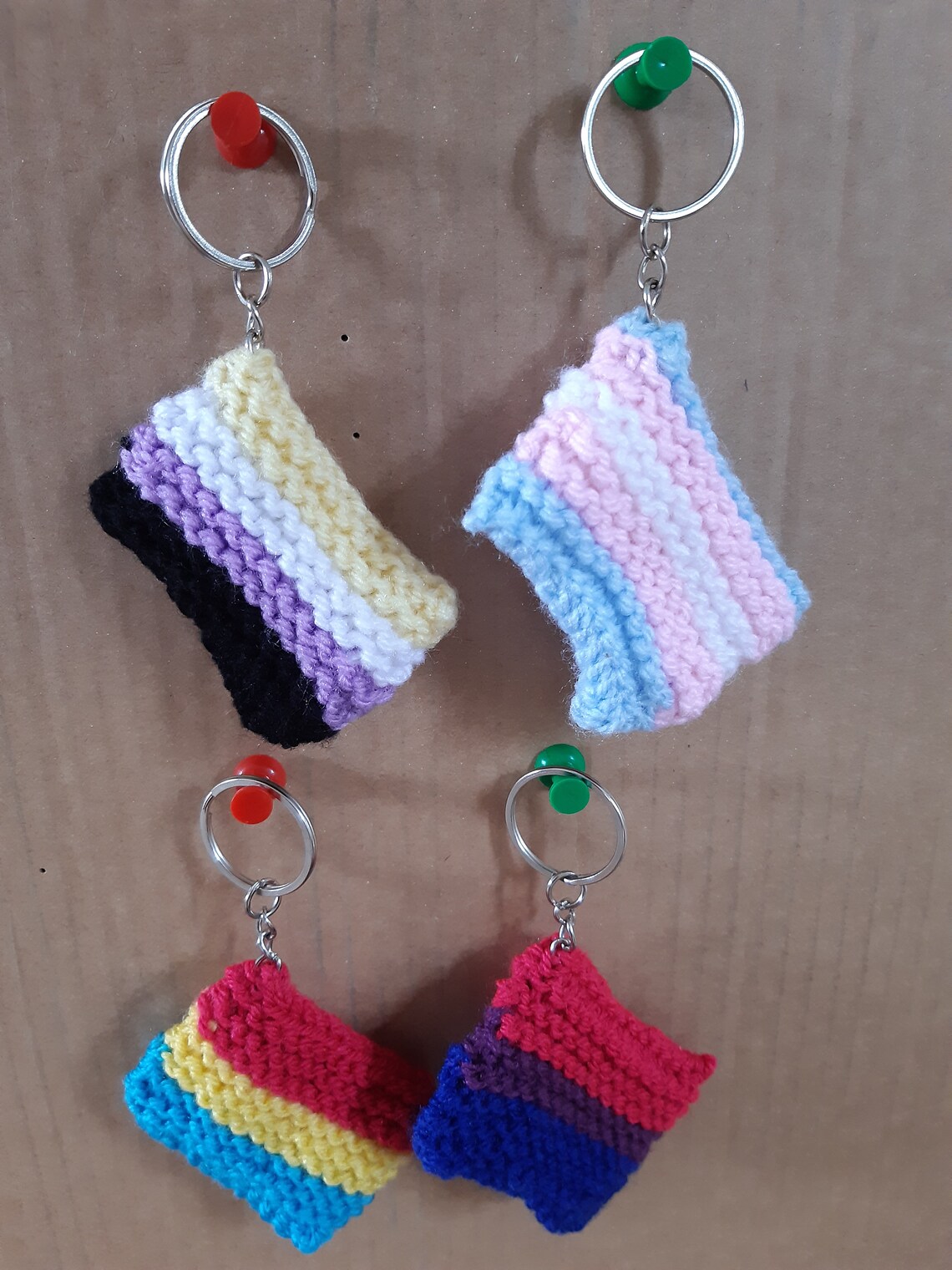 LGBTQ Trans Pride Flag Keyring Hand Knitted Transgender Mini Cushion ...