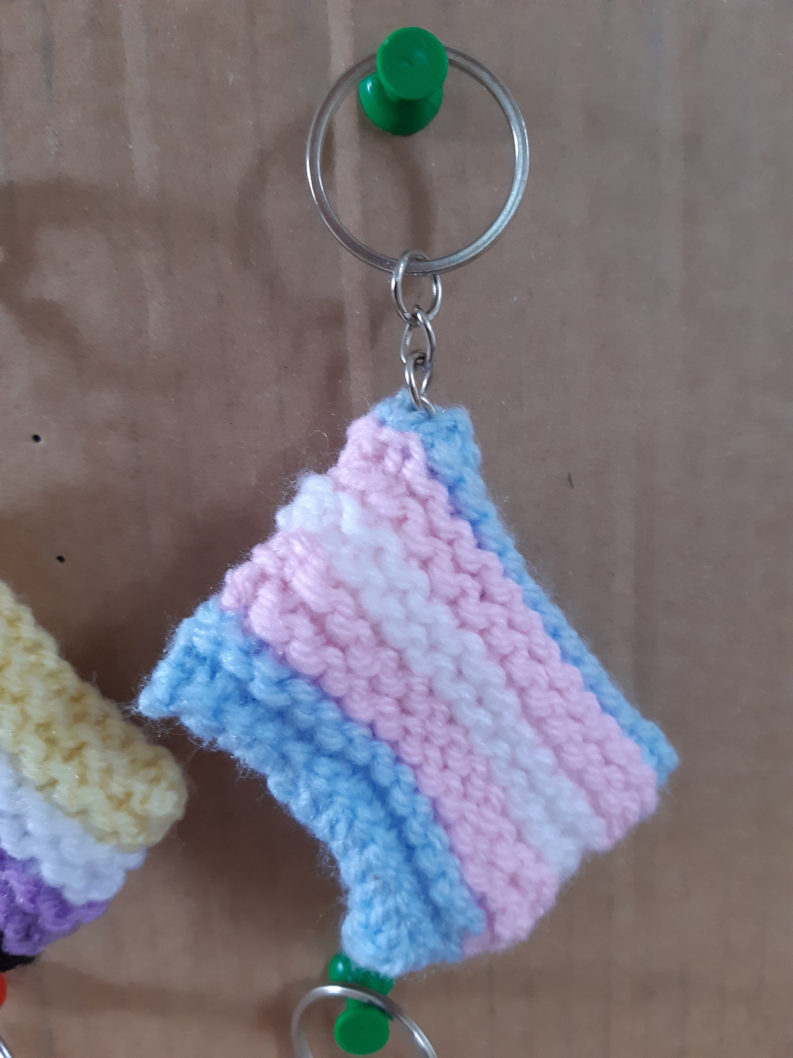 LGBTQ Trans Pride Flag Keyring Hand Knitted Transgender Mini Cushion ...