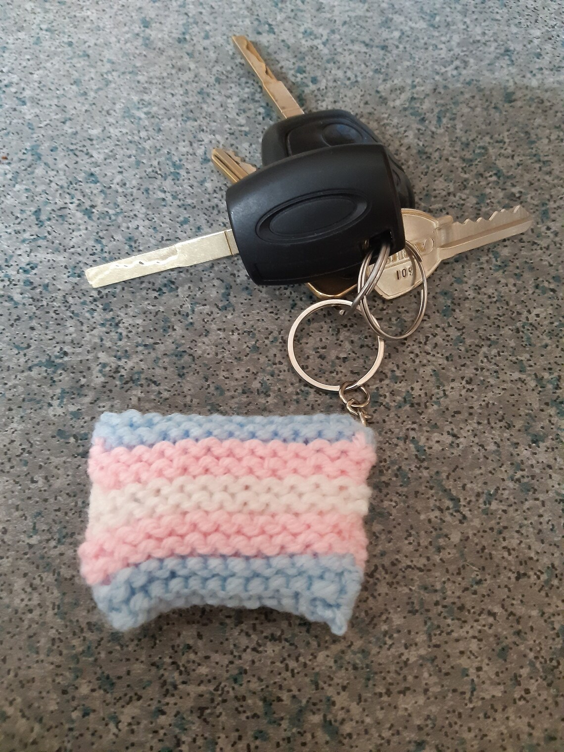 LGBTQ Trans Pride Flag Keyring Hand Knitted Transgender Mini Cushion ...