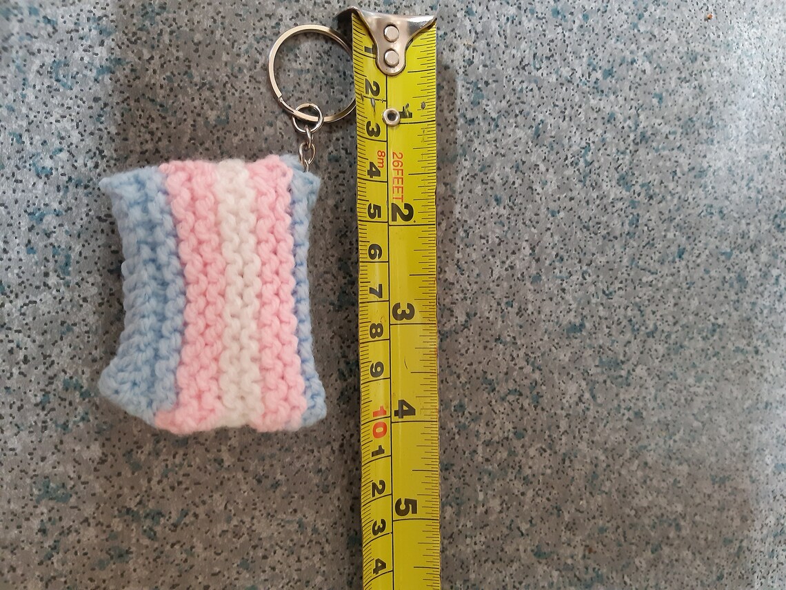 LGBTQ Trans Pride Flag Keyring Hand Knitted Transgender Mini Cushion ...