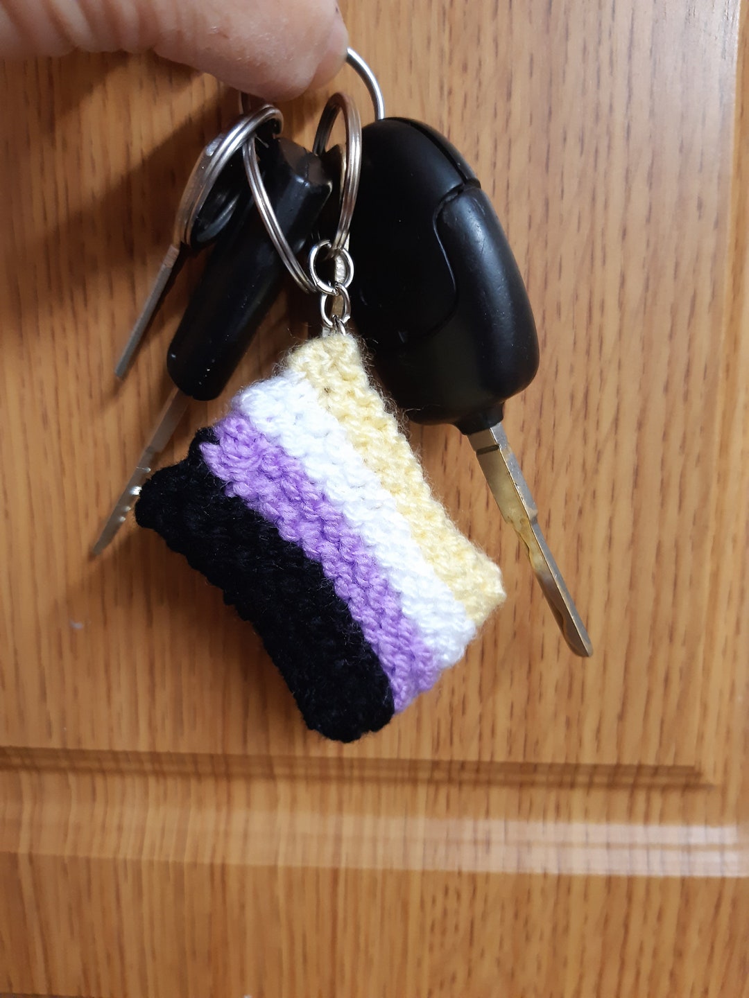 LGBTQ Non-binary Pride Flag Keyring Hand Knitted Non Binary Mini ...