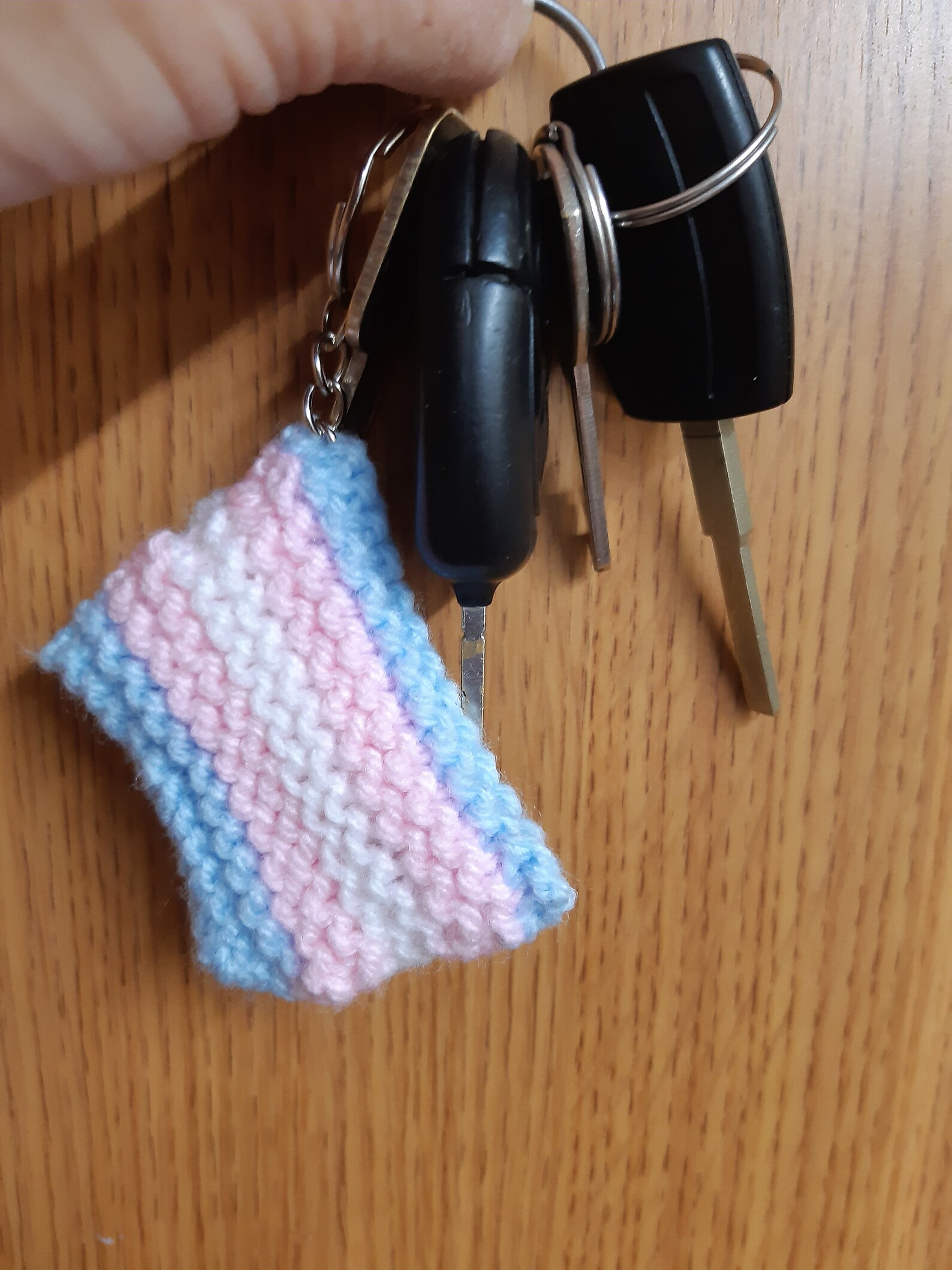 LGBTQ Trans Pride Flag Keyring Hand Knitted Transgender Mini Cushion ...