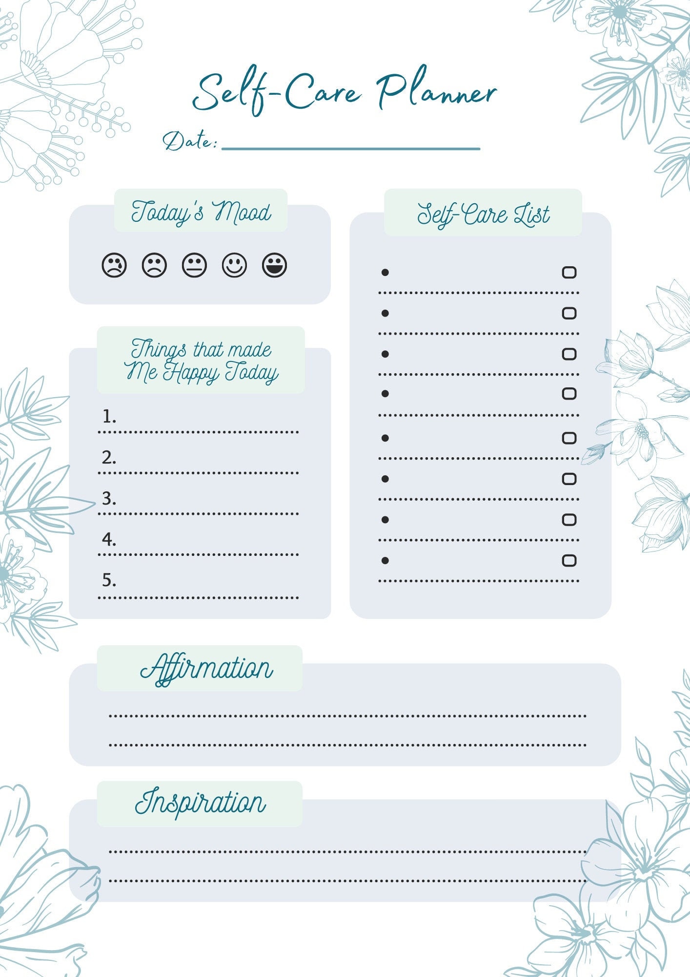 Self-care Planner/ Digital Journal/ Thought Organizer/ Self Improvement ...