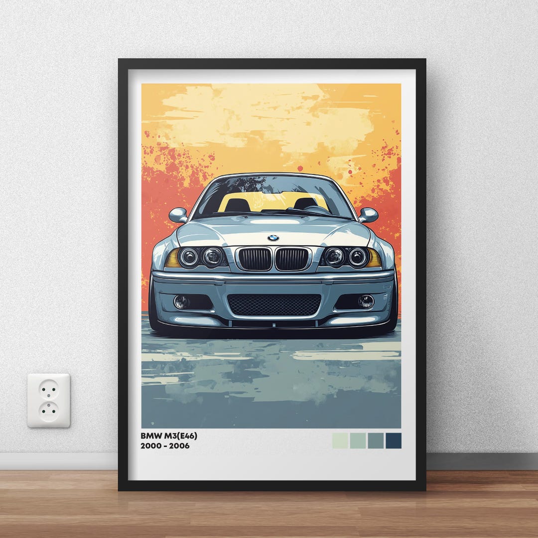 BMW M3 E46 Print - Silver - Car Poster - Cool Car Print - Iconic Car ...