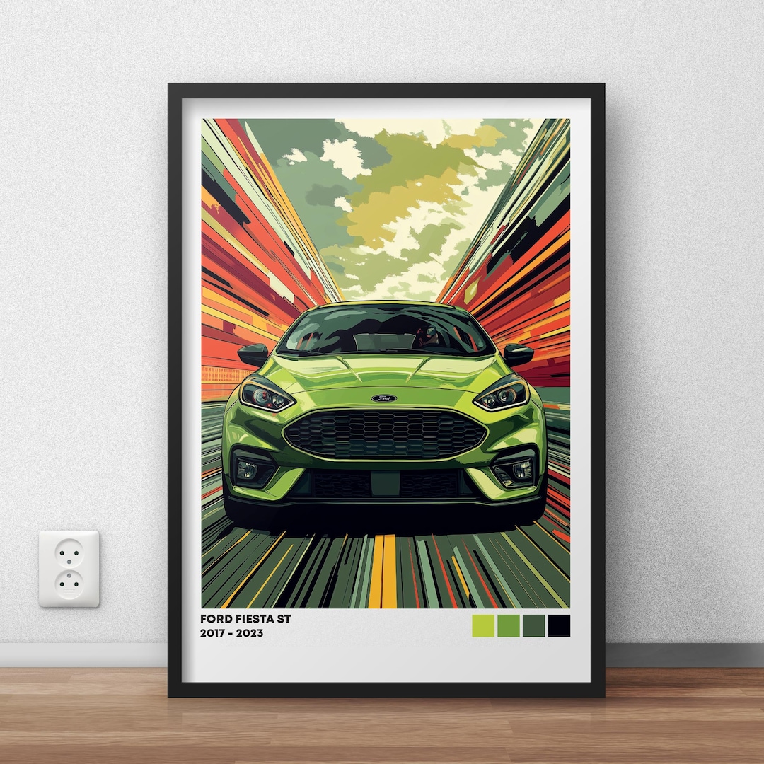 Ford Fiesta ST Mk8 Print - Mean Green - Car Poster - Cool Car Print ...