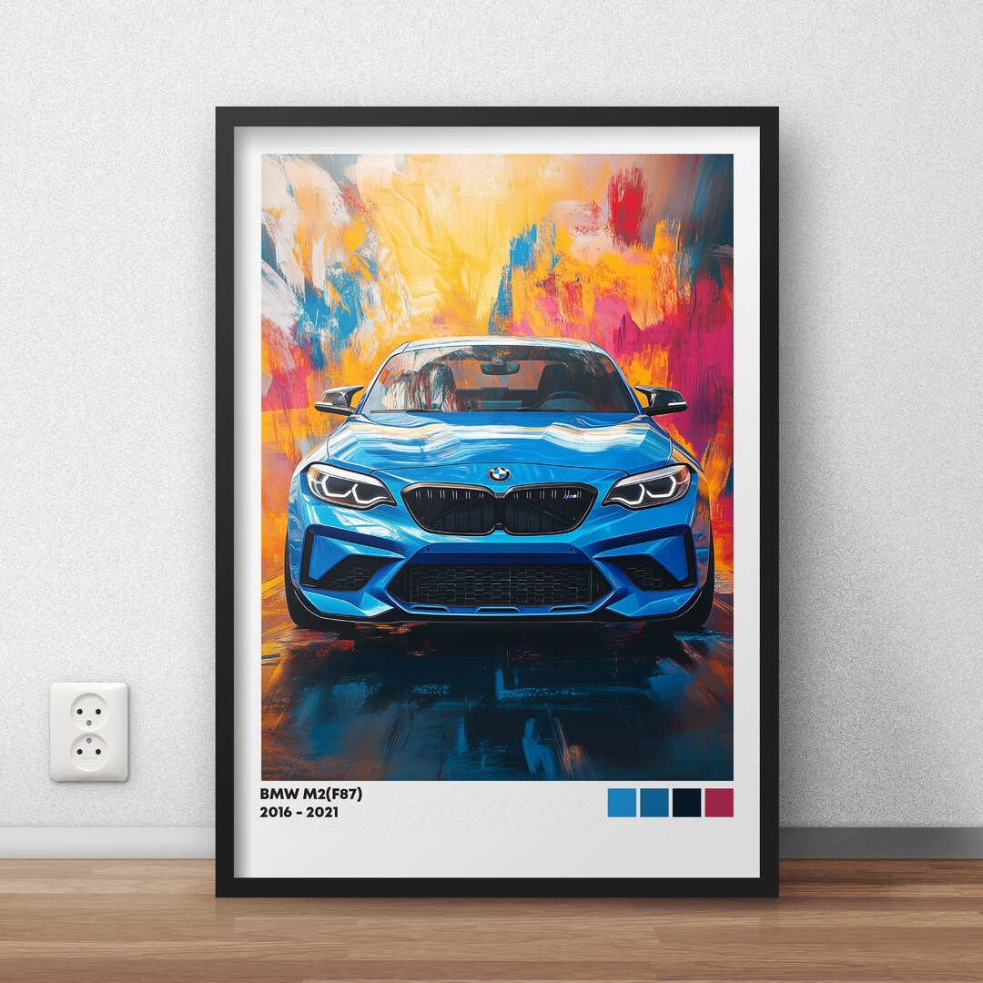 BMW M2 Print - Blue - Car Poster - Cool Car Print - Iconic Car ...