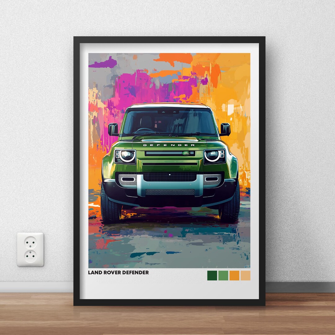 Land Rover Defender Print - Green - Car Poster - Cool Car Print ...