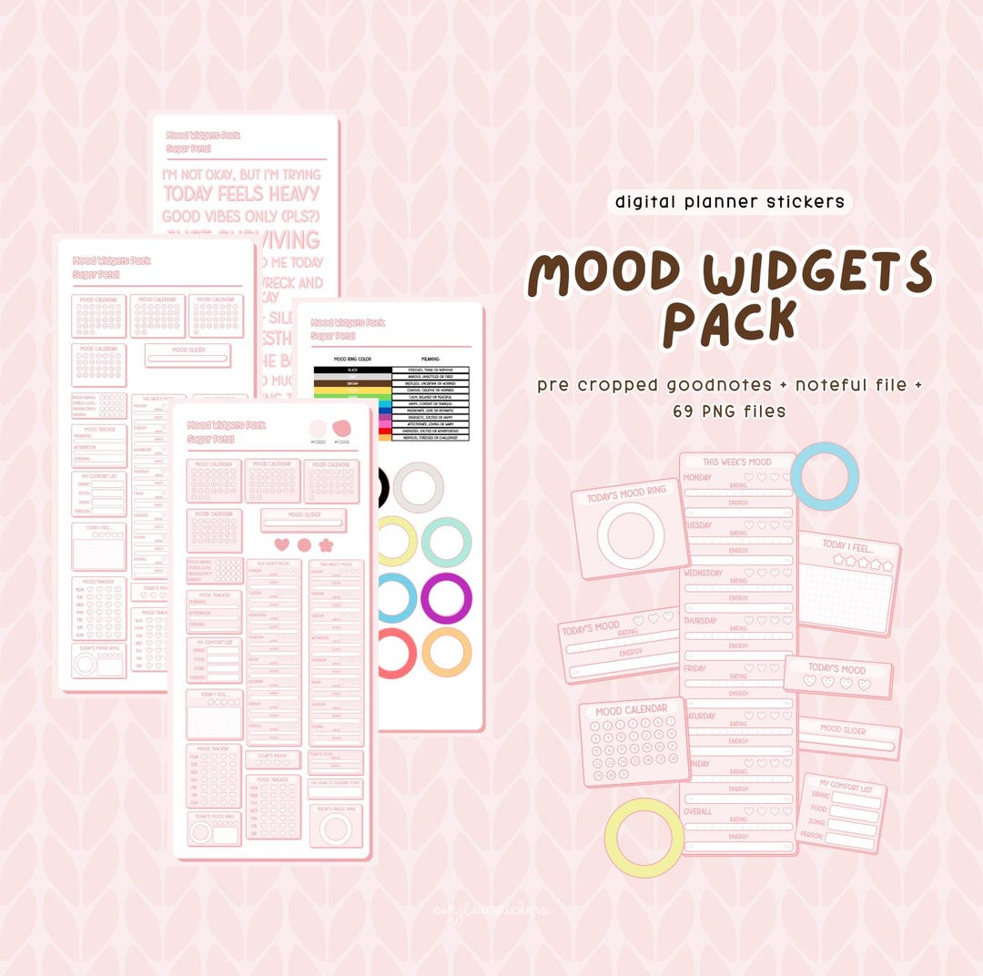 Mood Widgets Pack | Digital Stickers for Goodnotes | Cute Functional ...