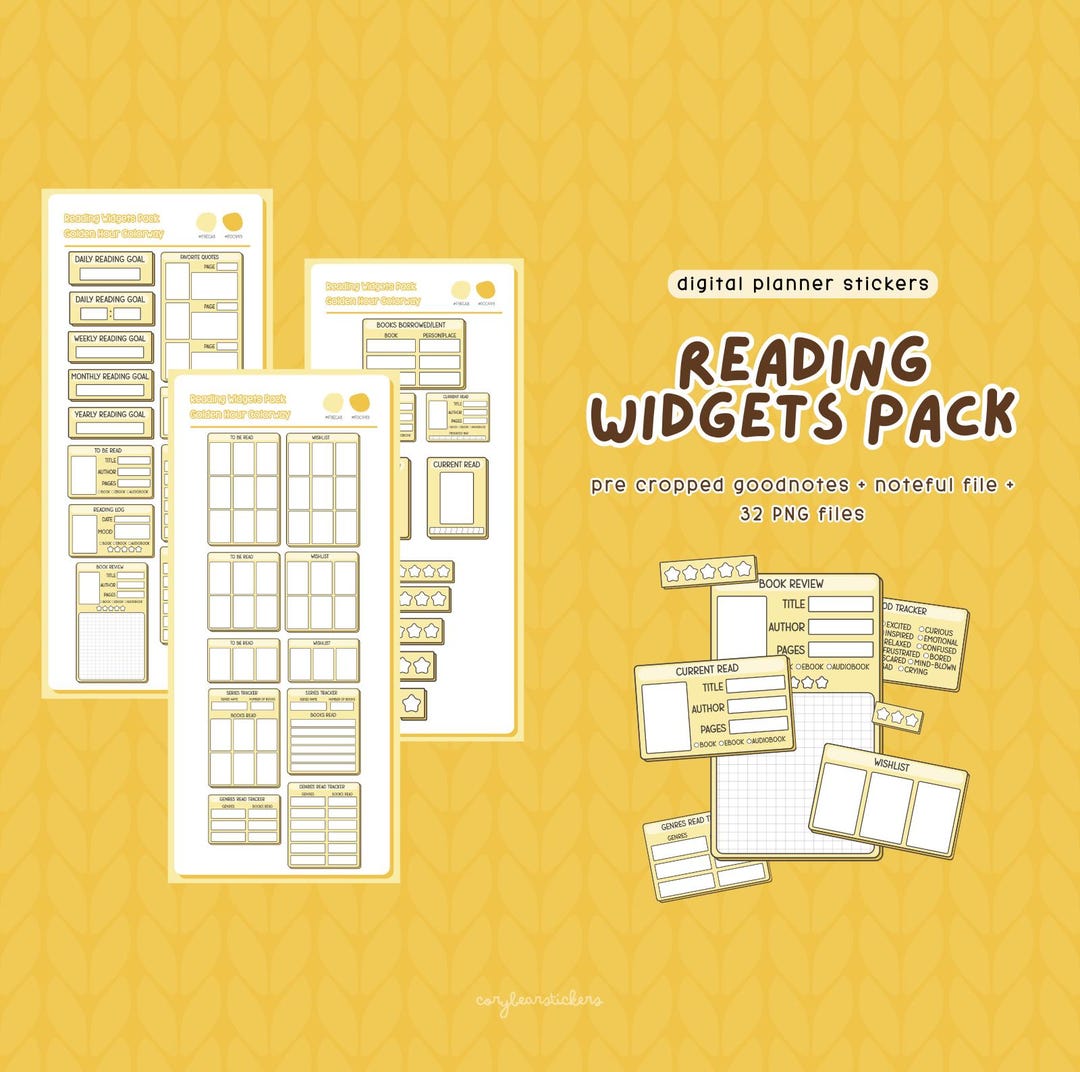 Reading Widgets Pack | Digital Stickers for Goodnotes | Cute Functional ...