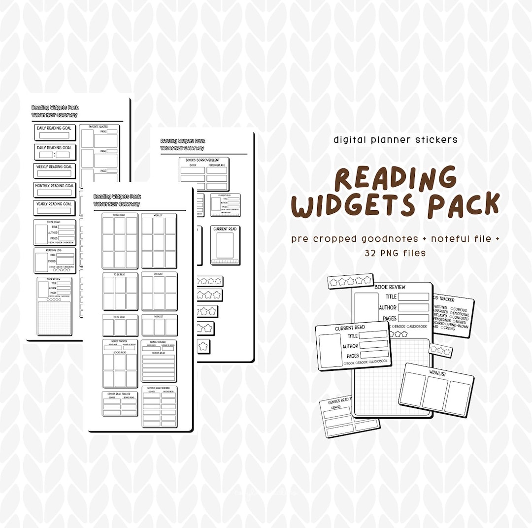 Reading Widgets Pack | Digital Stickers for Goodnotes | Cute Functional ...