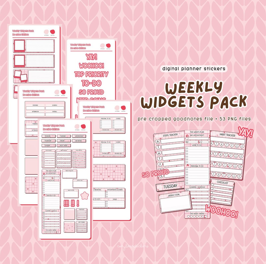 Weekly Widgets Pack | Digital Stickers for Goodnotes | Cute Functional ...
