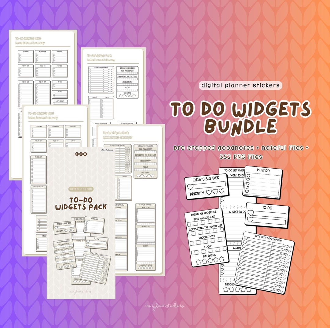 To-do Widgets Pack | Digital Stickers for Goodnotes | Cute Functional ...