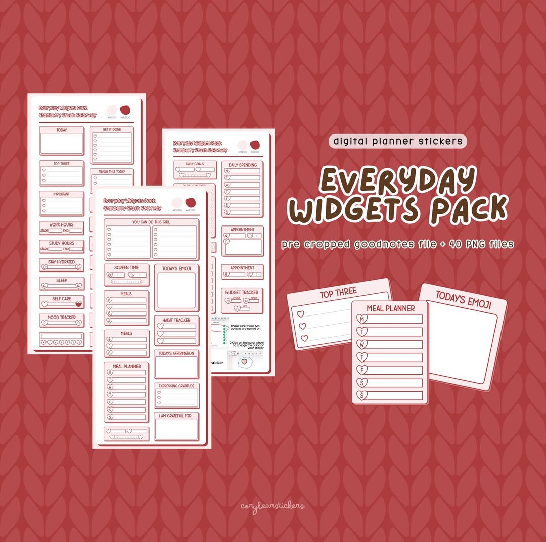 Everyday Widgets Pack Digital Stickers for Goodnotes Cute Functional ...