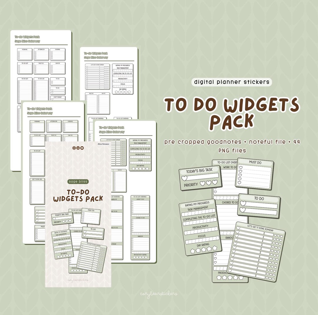To-do Widgets Pack | Digital Stickers for Goodnotes | Cute Functional ...