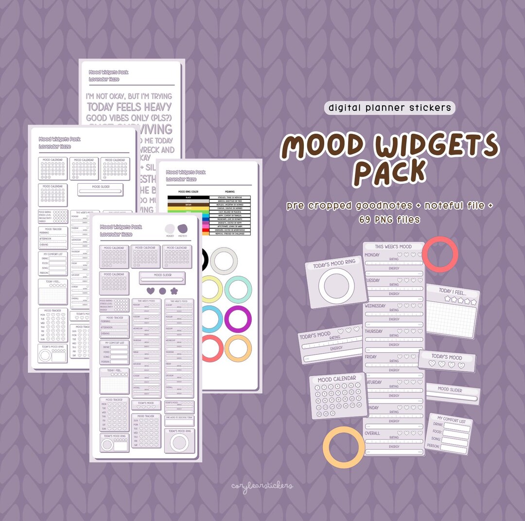 Mood Widgets Pack | Digital Stickers for Goodnotes | Cute Functional ...