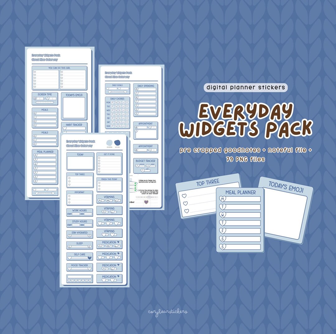 Everyday Widgets Pack | Digital Stickers for Goodnotes | Cute ...
