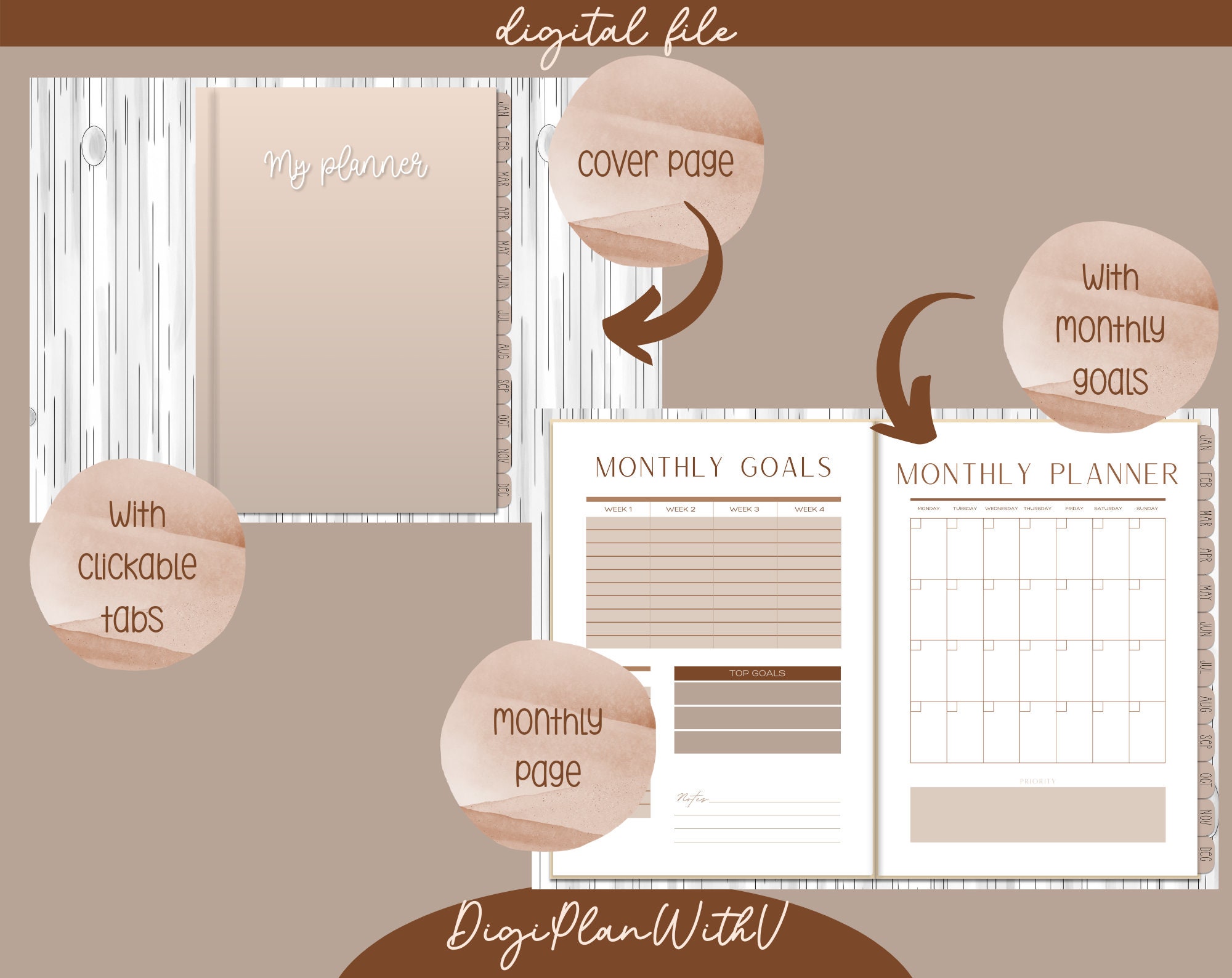 Digital Planner 2021 2022, Digital Planner Undated, Digital Planner ...