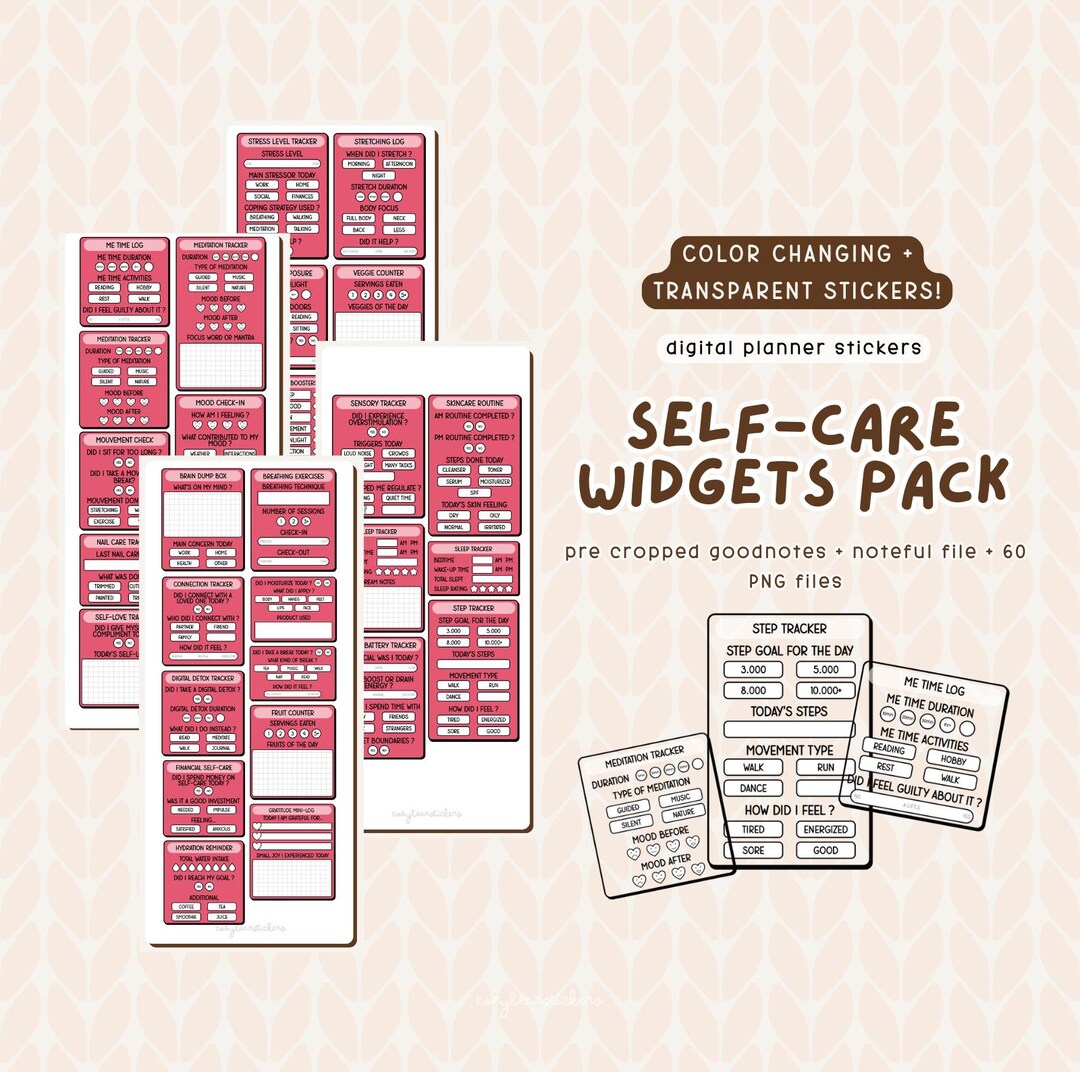 Self-care Widgets Pack | Digital Stickers for Goodnotes | Cute ...