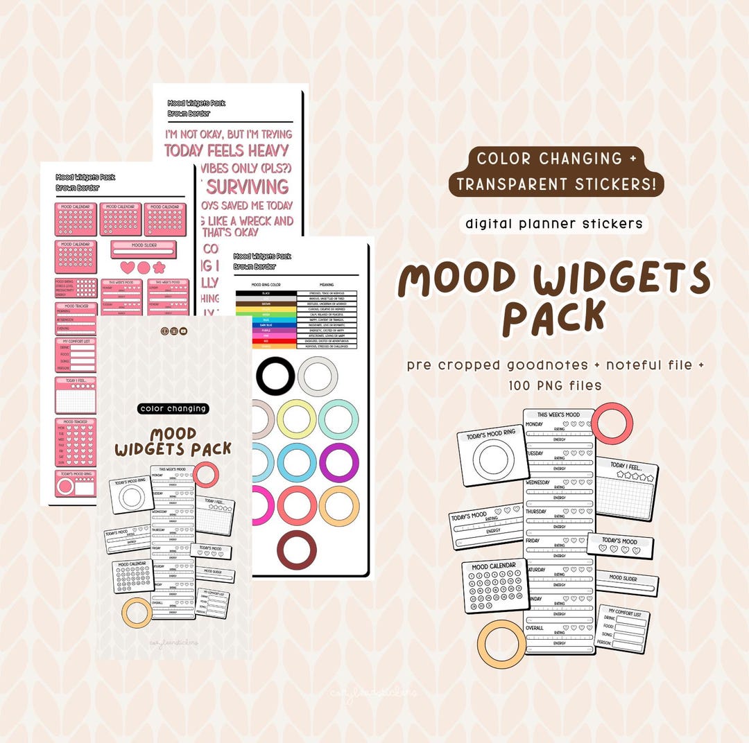 Mood Widgets Pack | Digital Stickers for Goodnotes | Cute Functional ...
