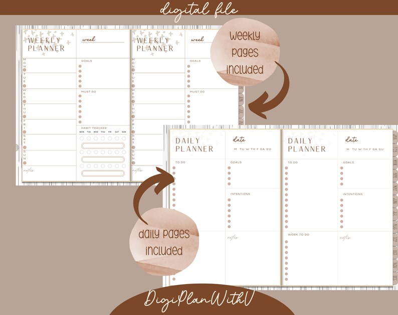 Digital Planner 2021 2022, Digital Planner Undated, Digital Planner ...