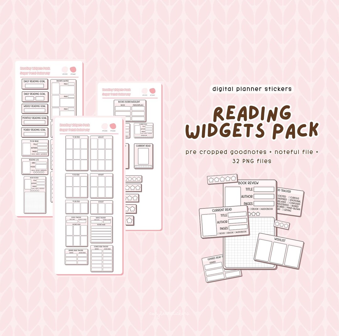 Reading Widgets Pack | Digital Stickers for Goodnotes | Cute Functional ...