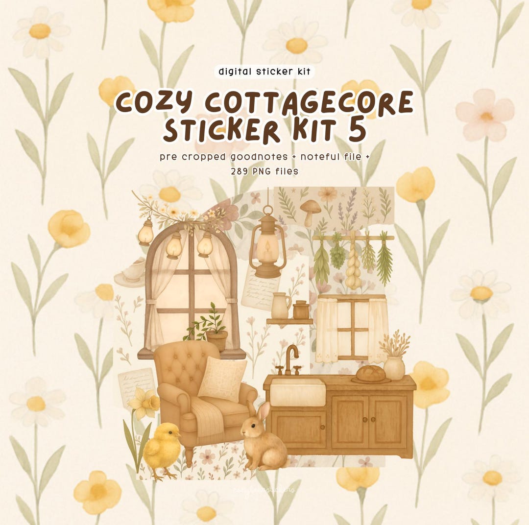 Cozy Cottagecore Sticker Kit 5: Digital Planner Stickers (goodnotes ...