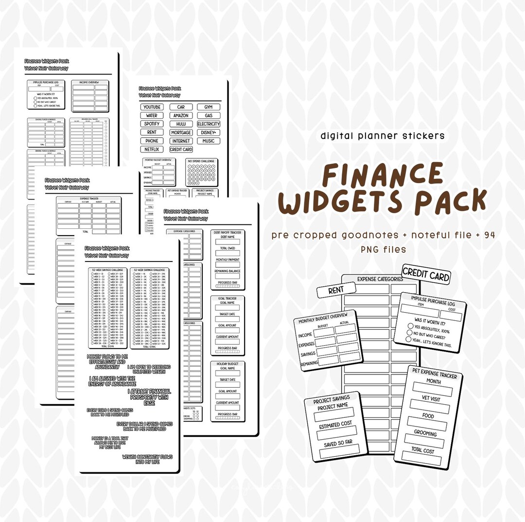 Finance Widgets Pack: Digital Planner Stickers for Goodnotes & Noteful ...