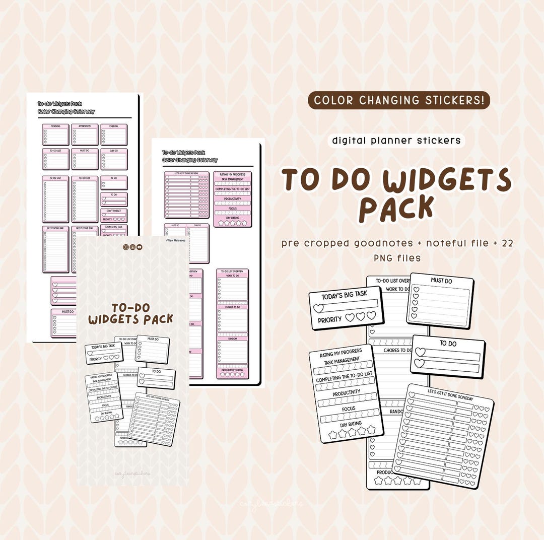 To-do Widgets Pack | Digital Stickers for Goodnotes | Cute Functional ...
