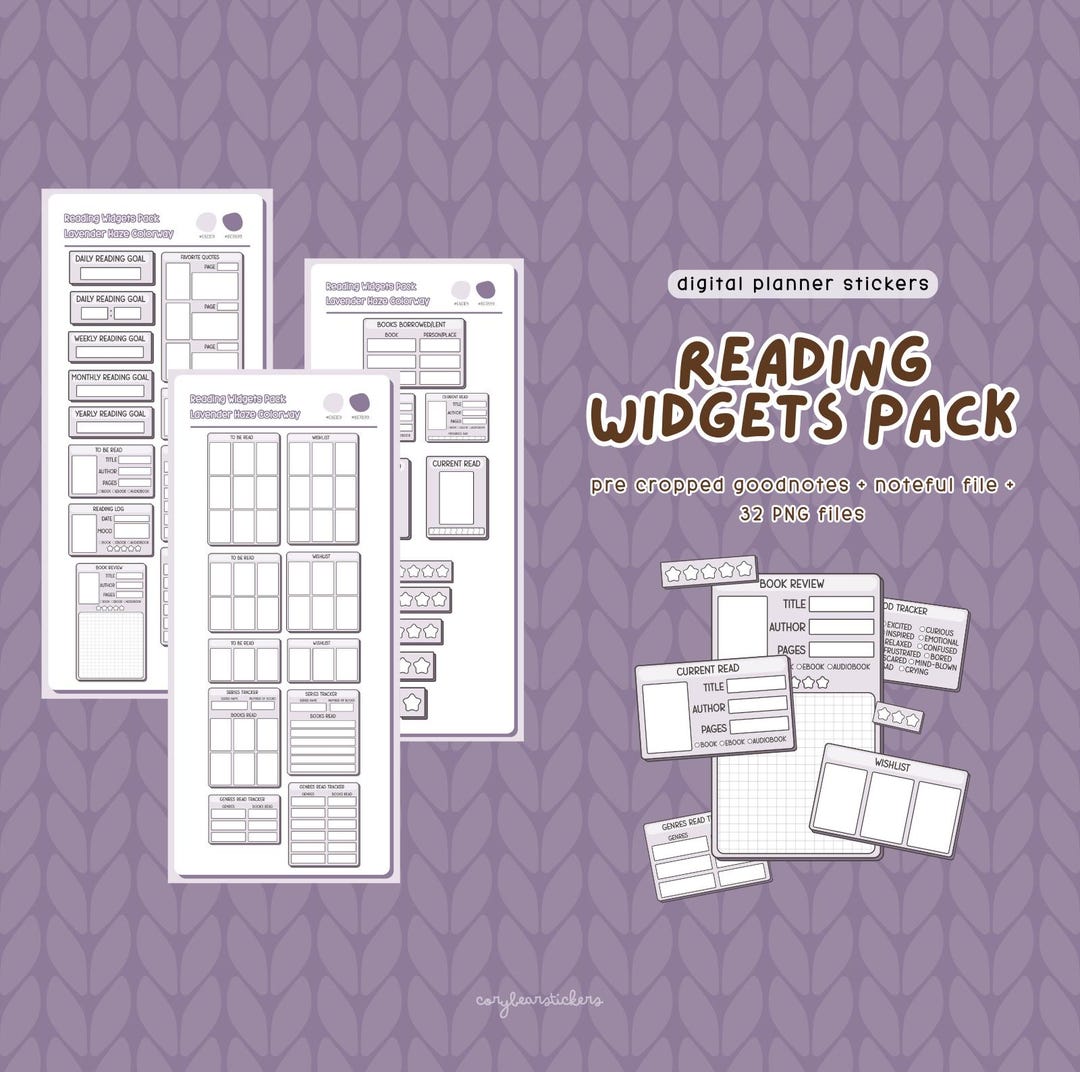 Reading Widgets Pack | Digital Stickers for Goodnotes | Cute Functional ...