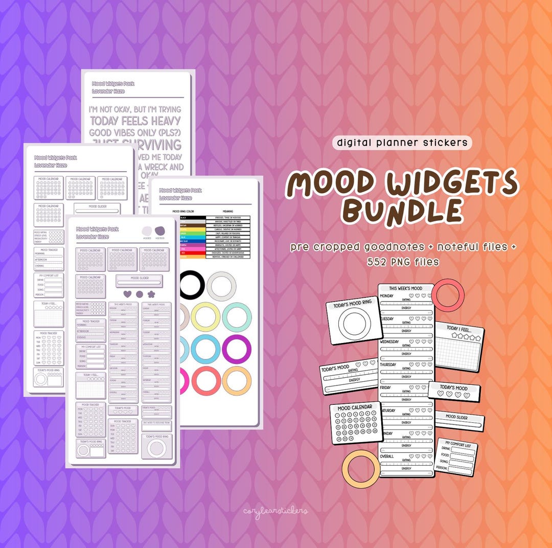 Mood Widgets Pack | Digital Stickers for Goodnotes | Cute Functional ...