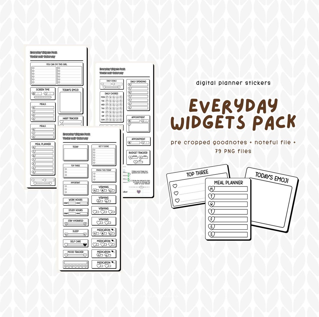 Everyday Widgets Pack | Digital Stickers for Goodnotes | Cute ...