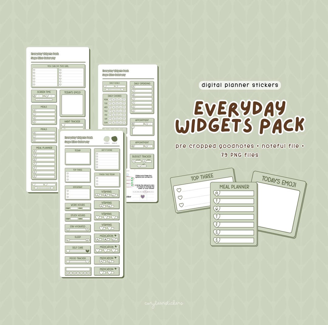 Everyday Widgets Pack | Digital Stickers for Goodnotes | Cute ...