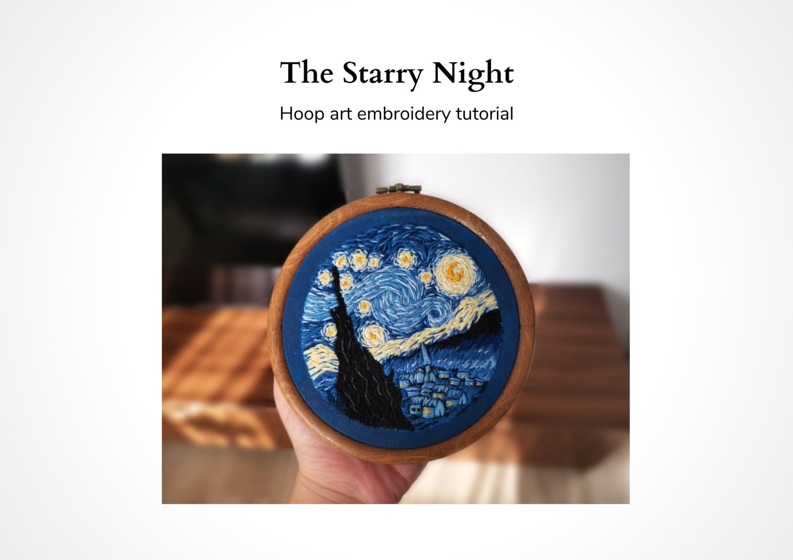 Starry Night PDF Embroidery Art Tutorial for Hand Embroidery, Van Gogh ...