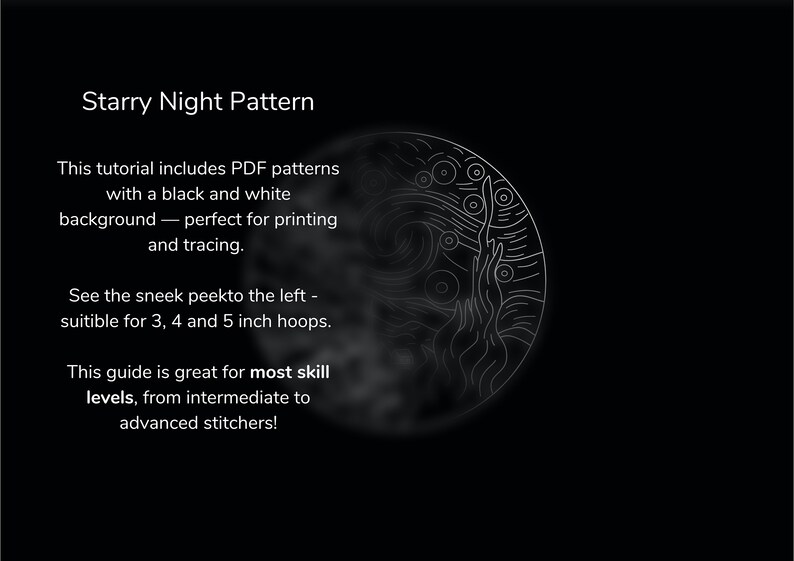 Starry Night PDF Embroidery Art Tutorial for Hand Embroidery | Etsy