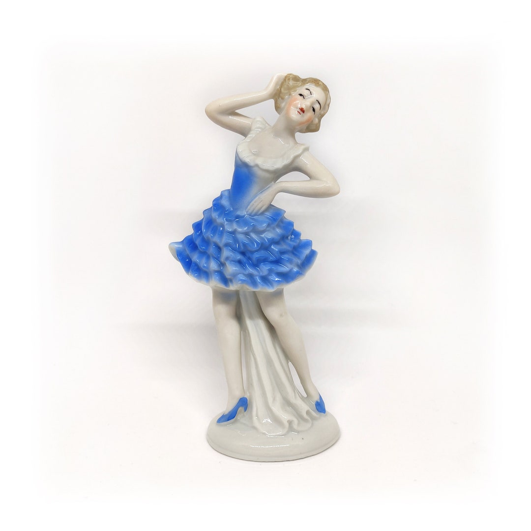 Adorable Art Deco Porcelain Dancing Lady Figurine Girl Dancer Lustrous ...