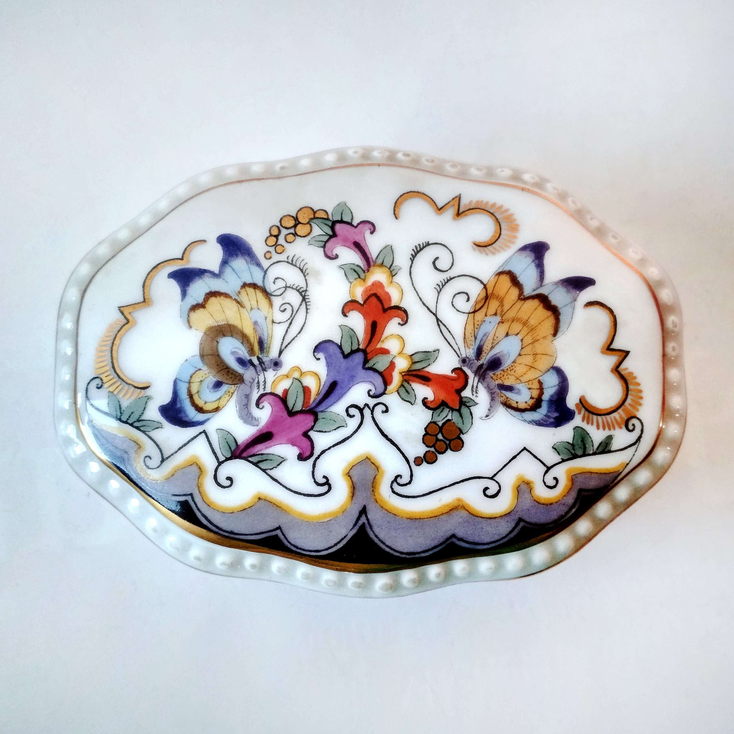 Antique Kurt Wendler Rosenthal Butterfly Rare Porcelain Box Oval ...