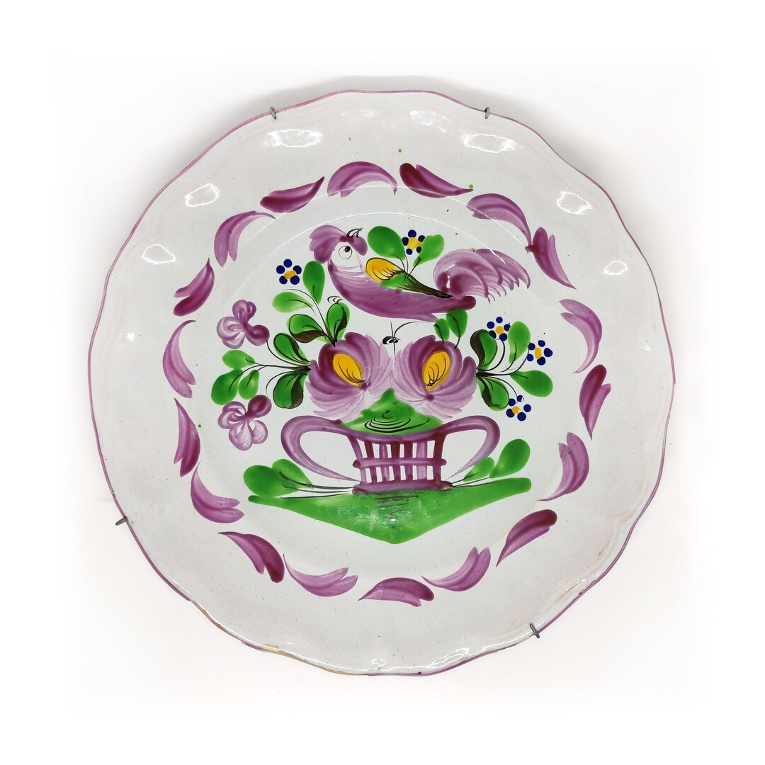 Antique French Luneville Chanteclerc Faience Ceramic Wall Plate 9 ...