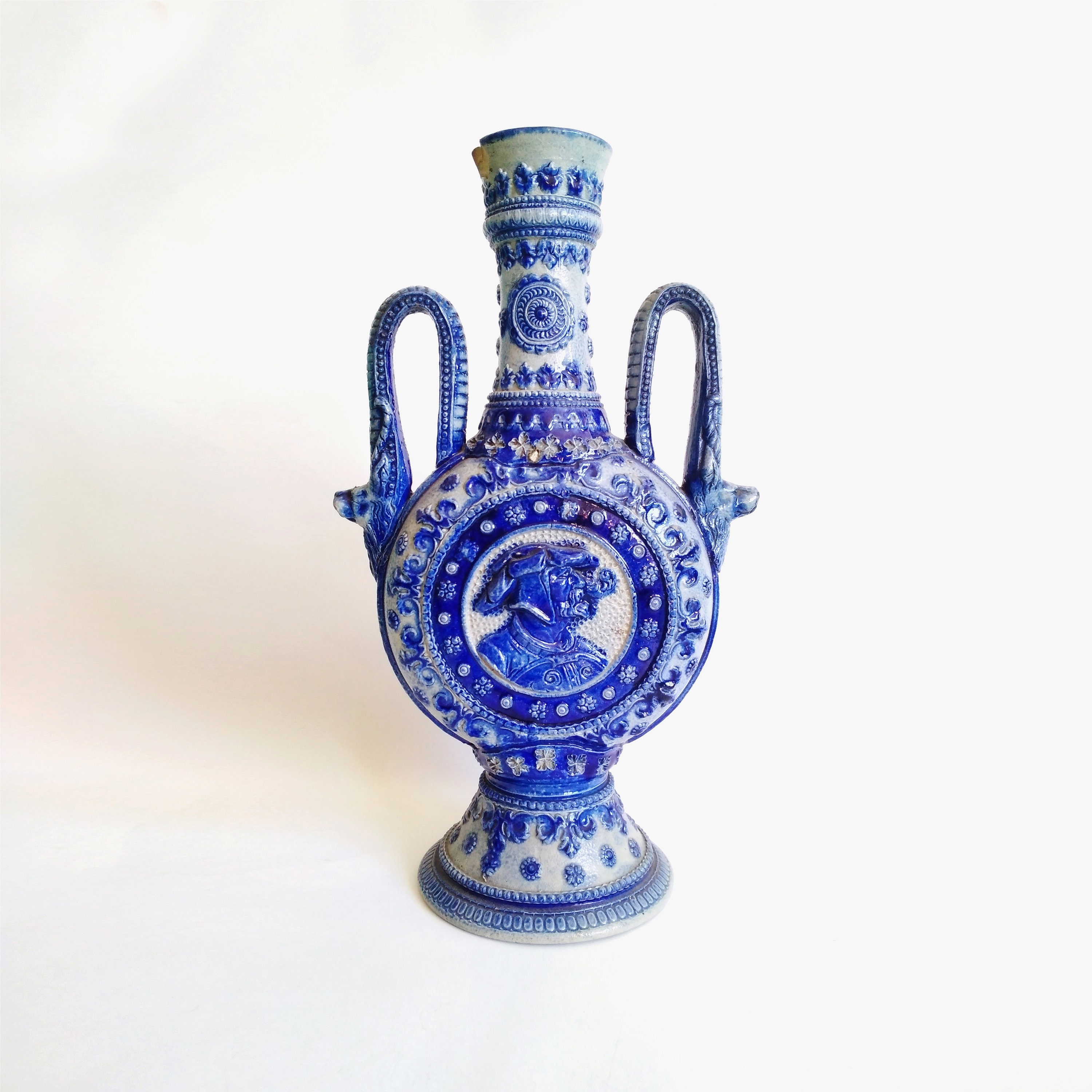 Rare Antique Westerwald Salt Glazed Stoneware Pottery Vase | Two ...