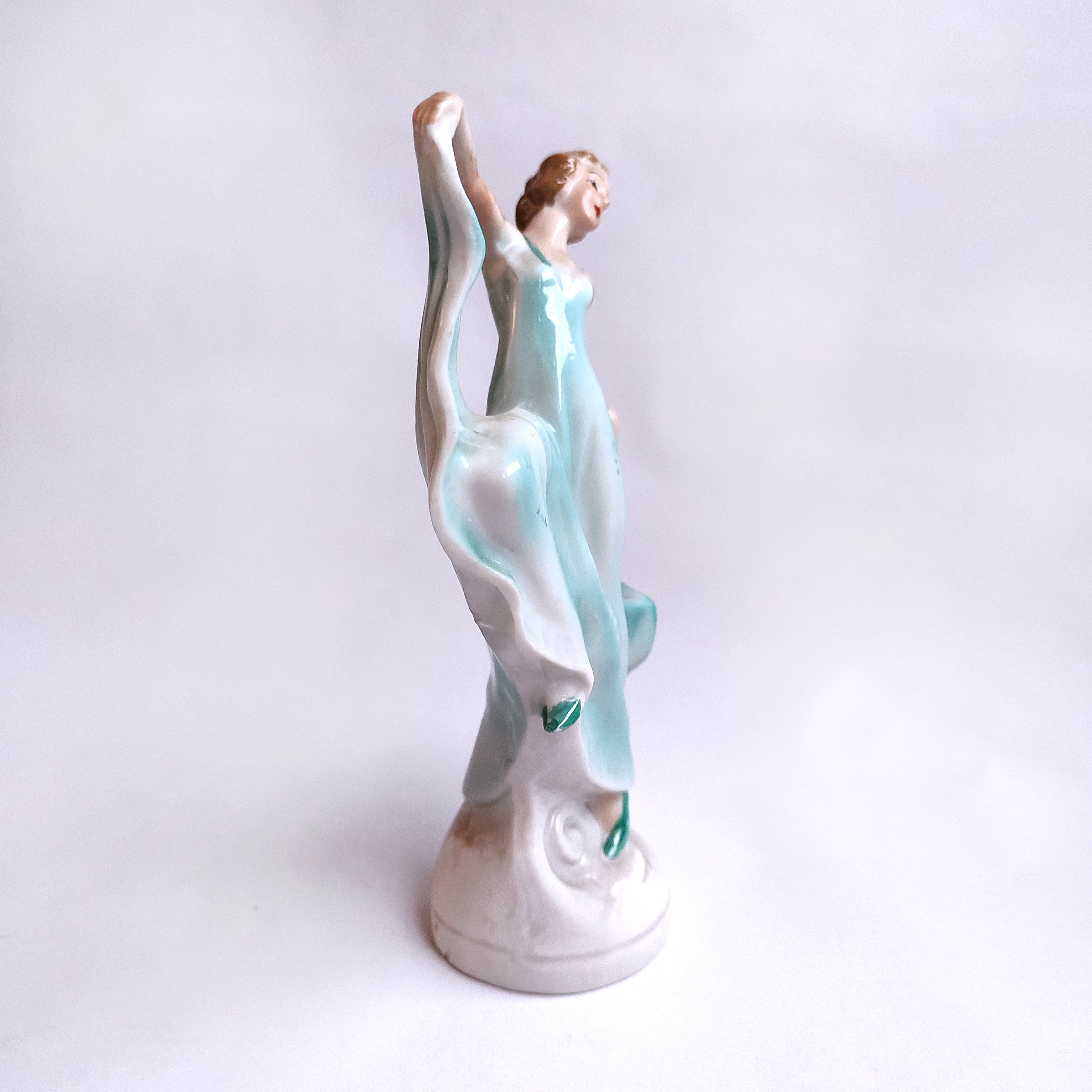 Glistening Art Deco Porcelain Dancing Lady Figurine Girl Dancer ...
