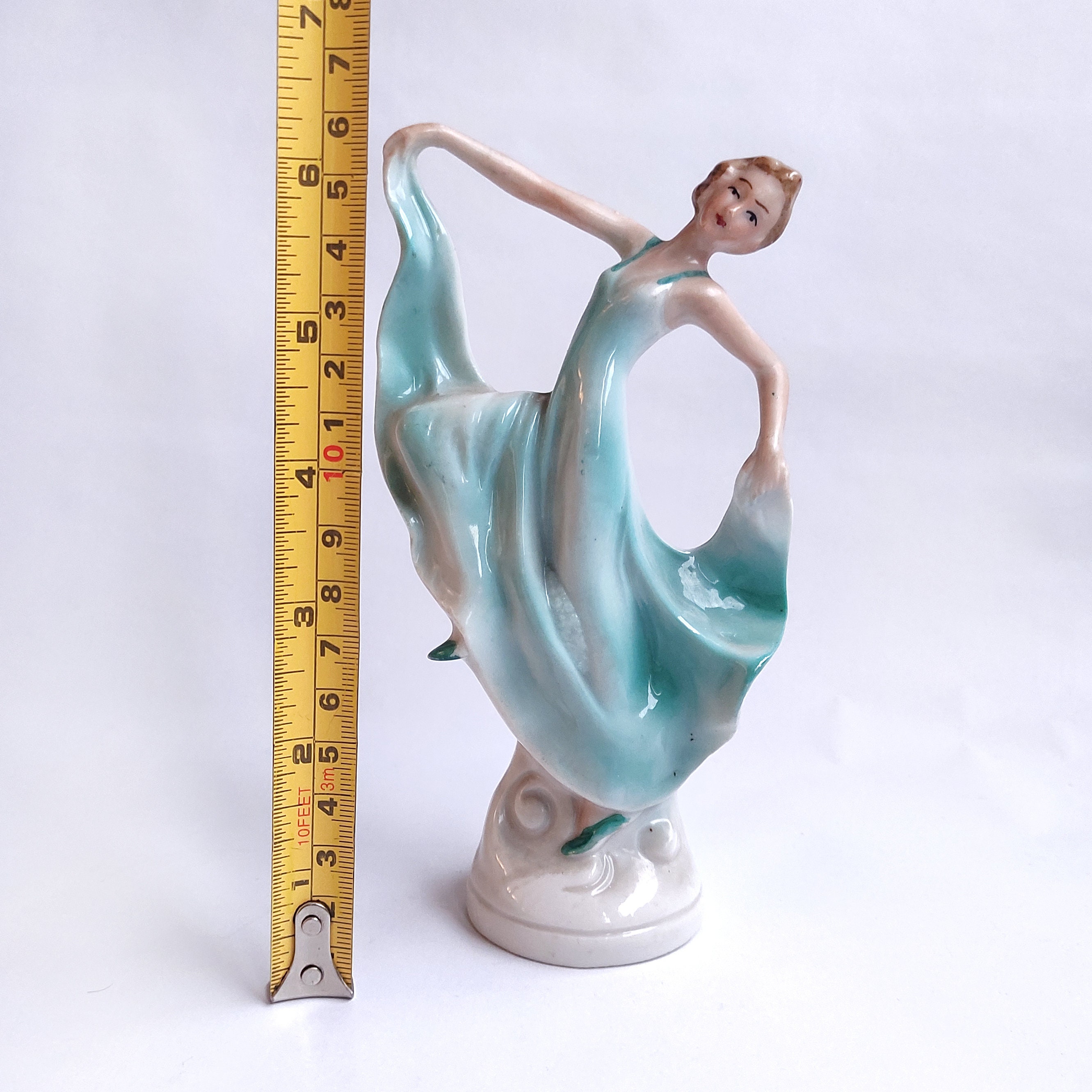 Glistening Art Deco Porcelain Dancing Lady Figurine Girl Dancer ...