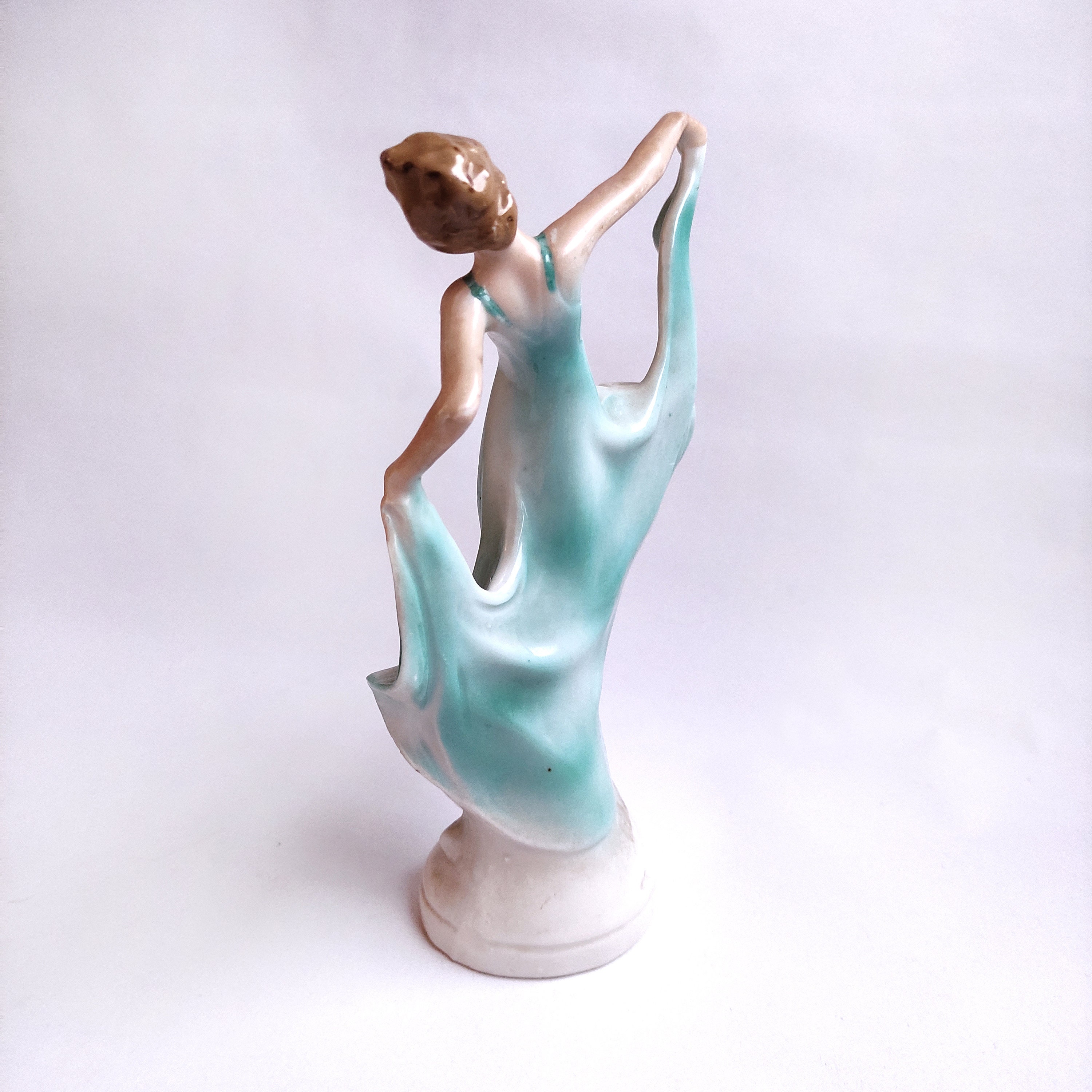 Glistening Art Deco Porcelain Dancing Lady Figurine Girl Dancer ...
