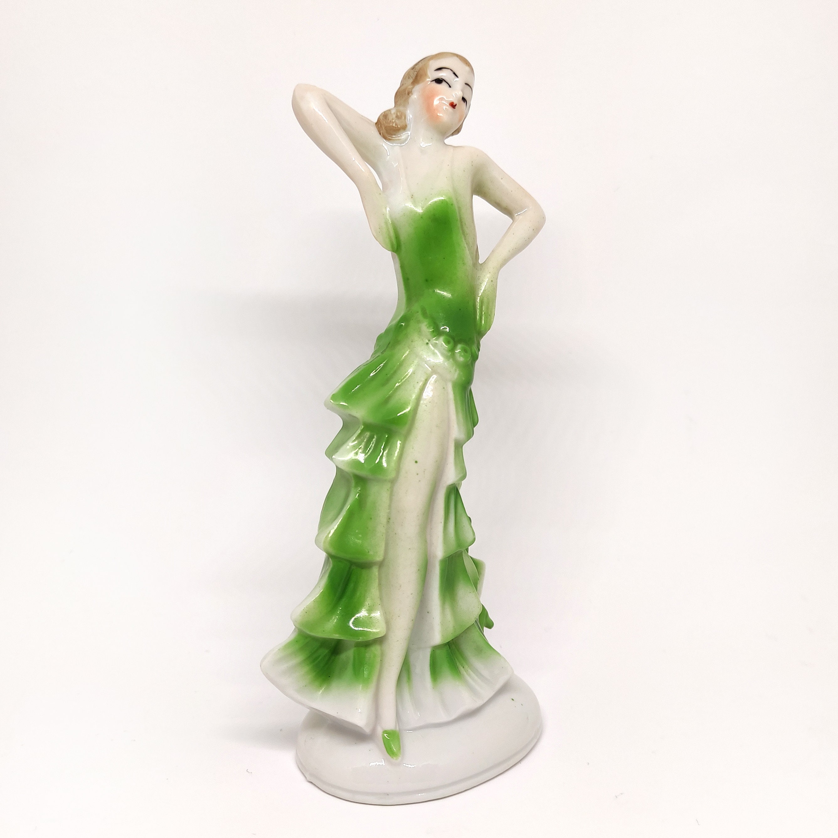 Lovely Art Deco Porcelain Dancing Lady Figurine Girl Dancer Lustrous ...