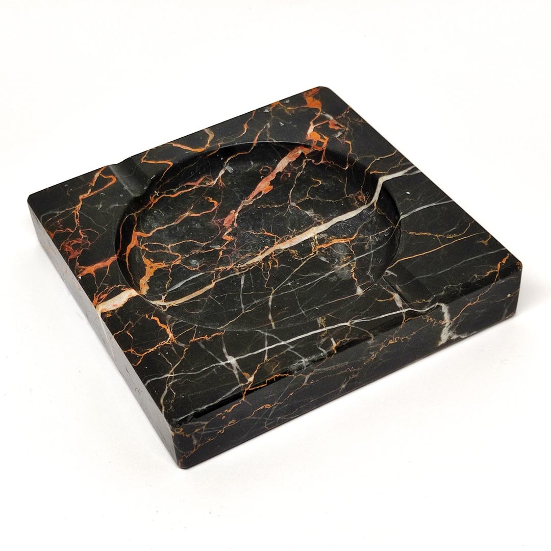Original Vintage Mid-century Marble Ashtray Square Veined Porter Marble ...
