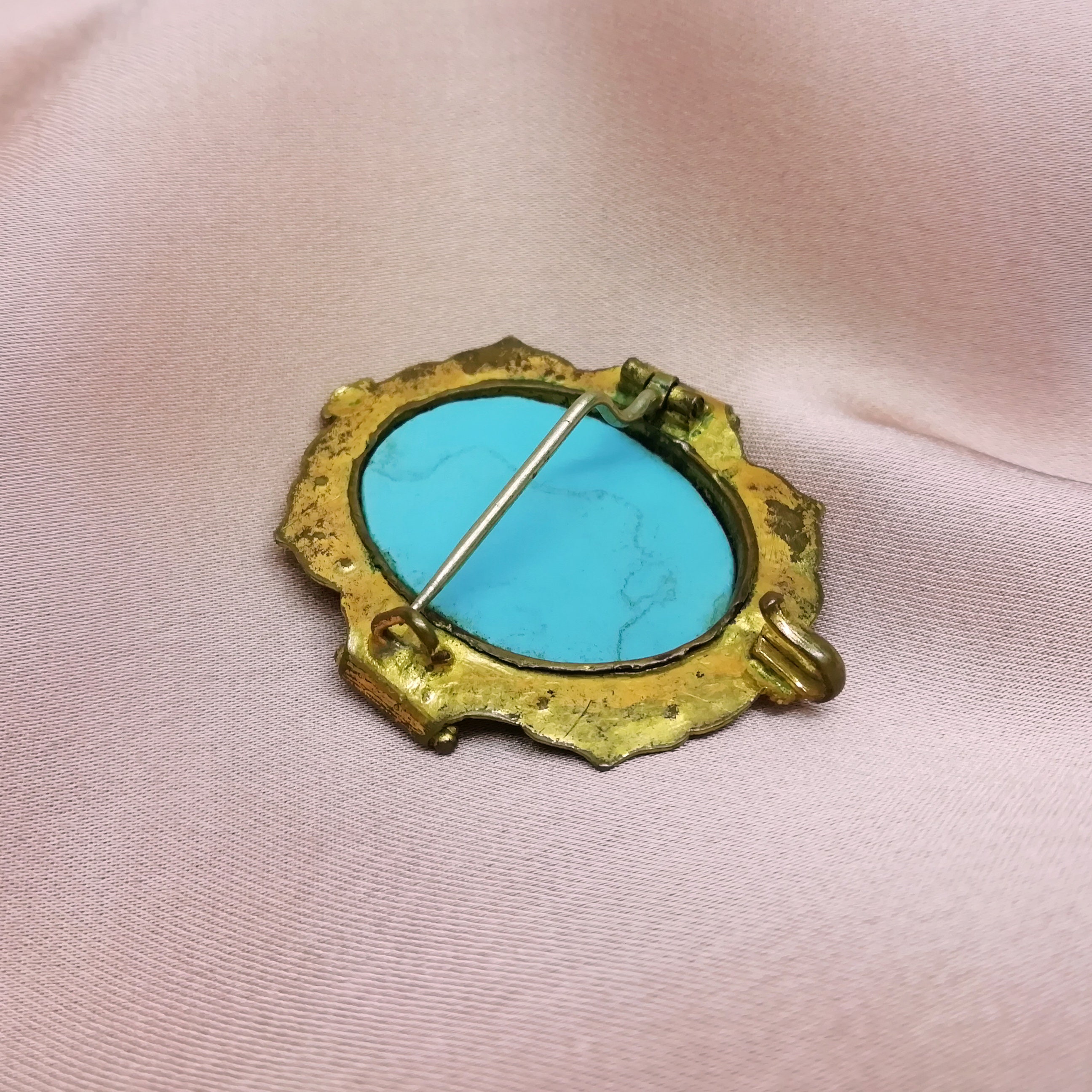 Antique Georgian Turquoise Paste Cameo Pinchbeck Frame Portrait Brooch ...