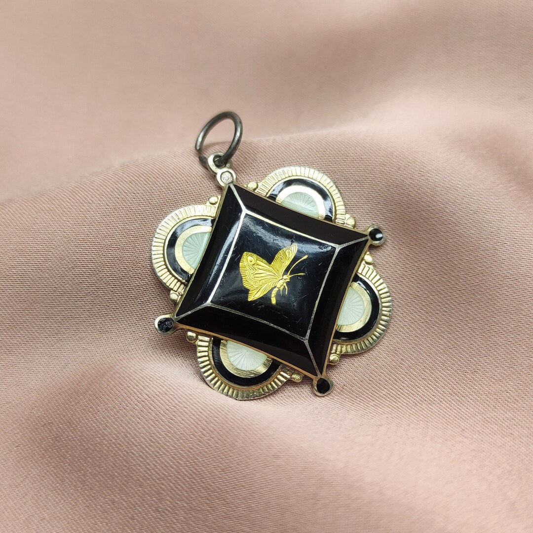 Rare Aksel Holmsen Gold Butterfly Enamel Pendant Sterling Silver ...