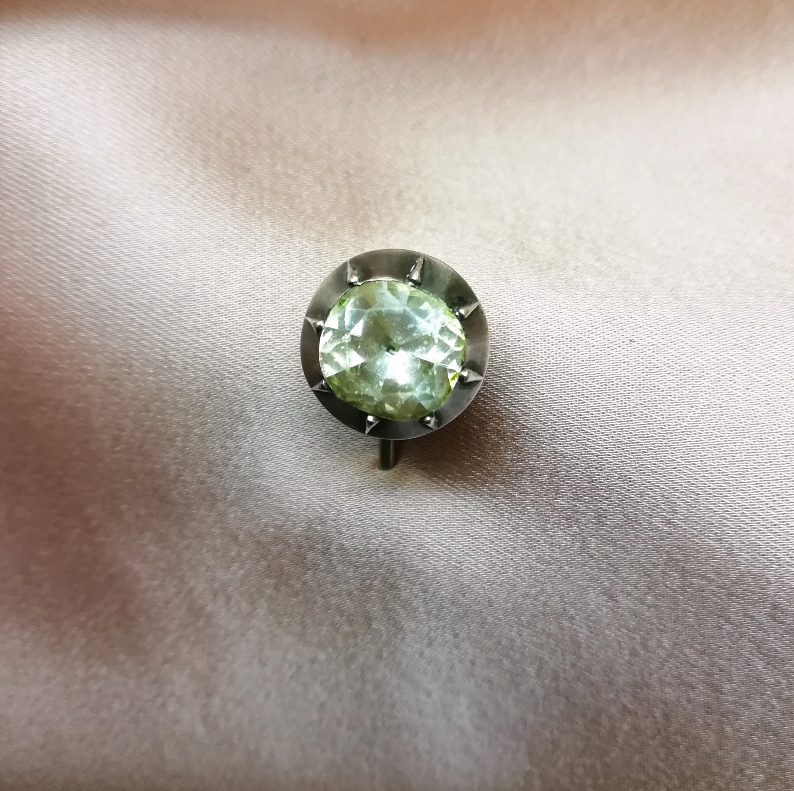 Alluring Georgian Era Black Dot Paste Solitaire Stick Pin Collet Set ...