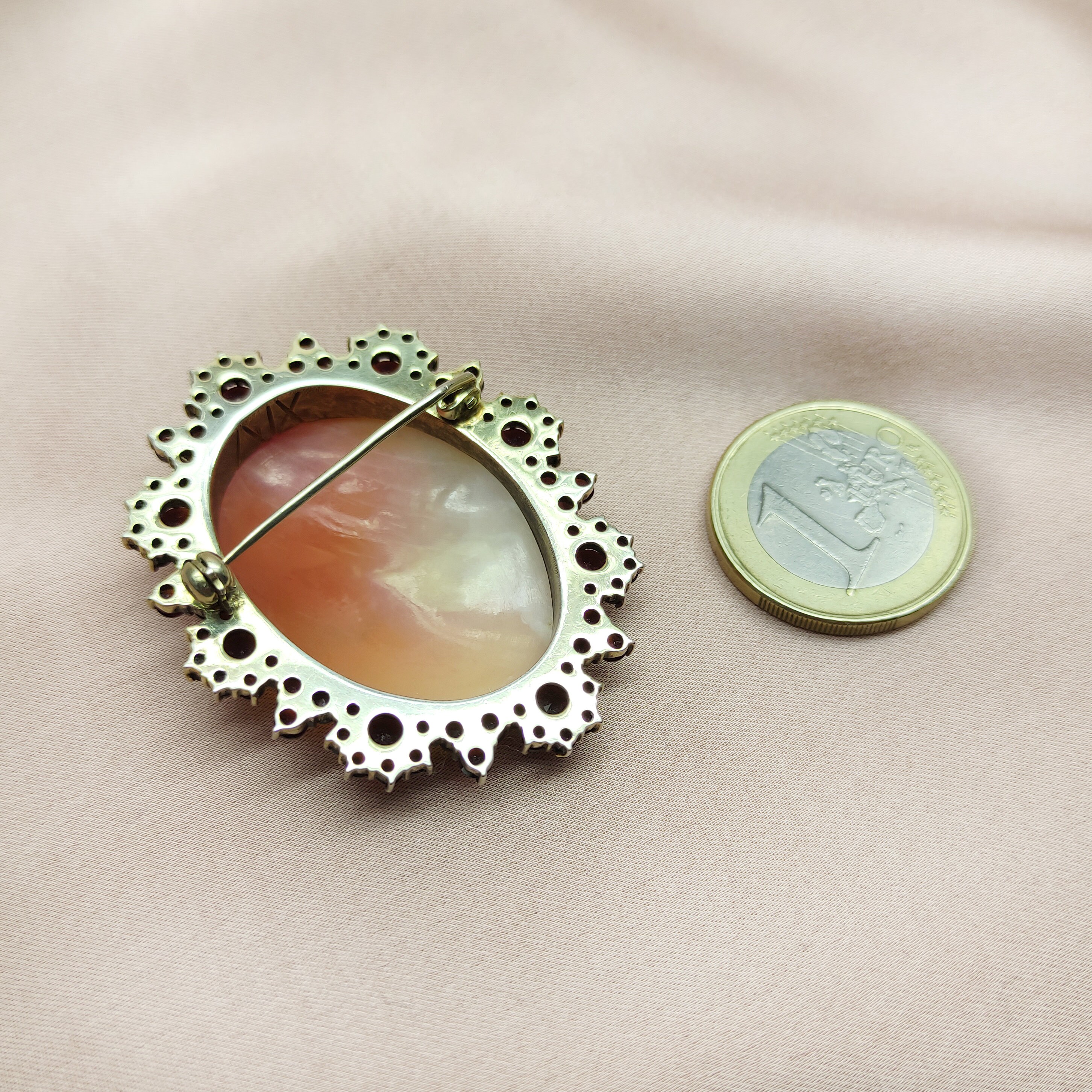 Lovely Vintage Red Bohemian Garnet Carved Shell Cameo Brooch Gilt ...