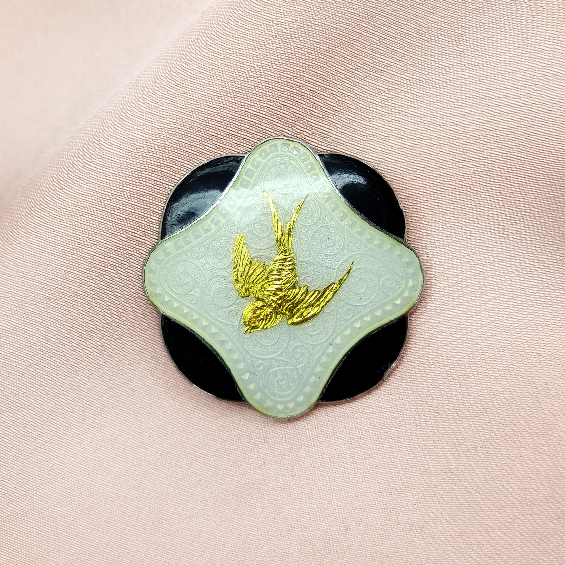 Rare Antique Thorleif Johnsen Enamel Brooch Sterling Silver Gold Bird ...