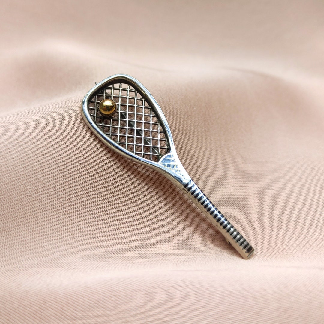 Edwardian Niello Silver Tennis Racket Brooch Antique 800 Tula Silver ...