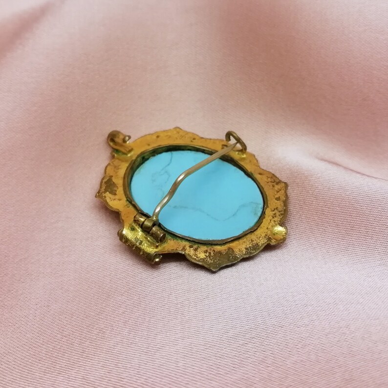 Antique Georgian Turquoise Paste Cameo Pinchbeck Frame Portrait Brooch ...